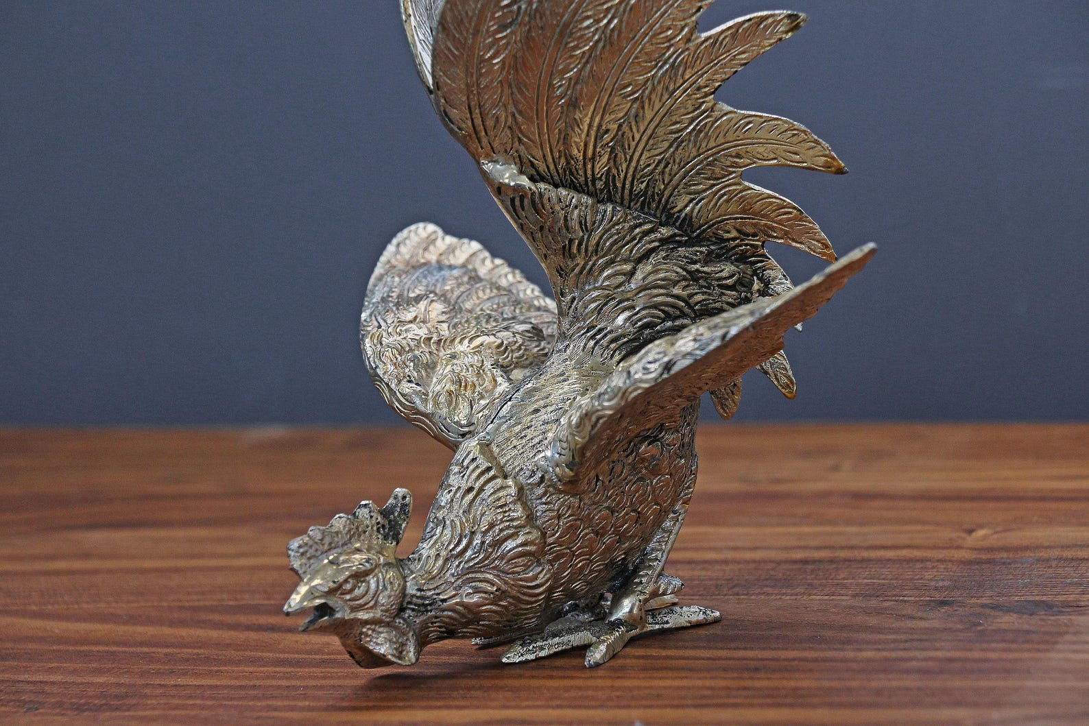 Fighting Bronze Pair Roosters, Fighting Cooks Table Centerpiece ...