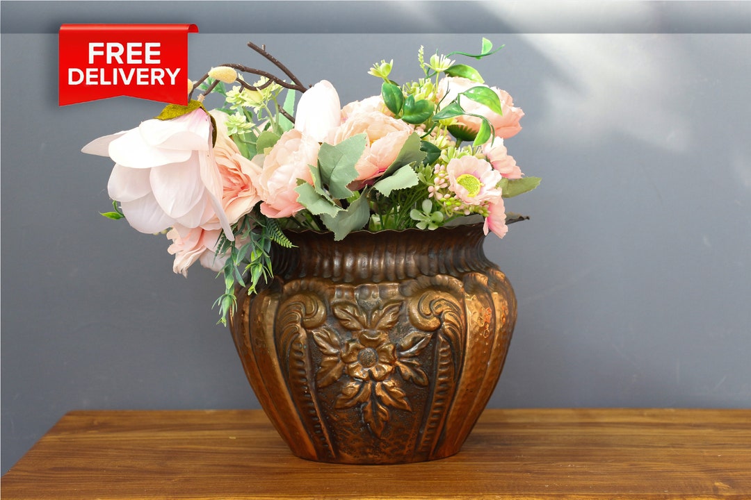 Vintage Copper German Planter Ornate Copper Flower Pot Ritual Cauldron ...