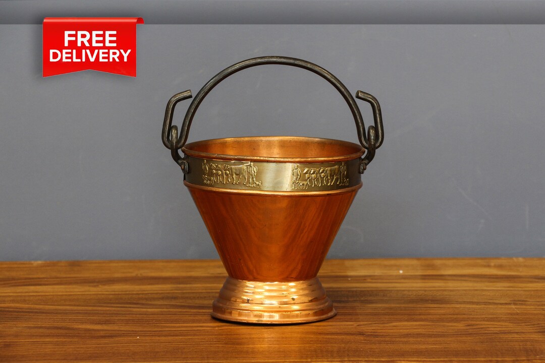Antique Copper Milk Bucket Ornate Copper Planter Swiss Alps Rose Copper ...