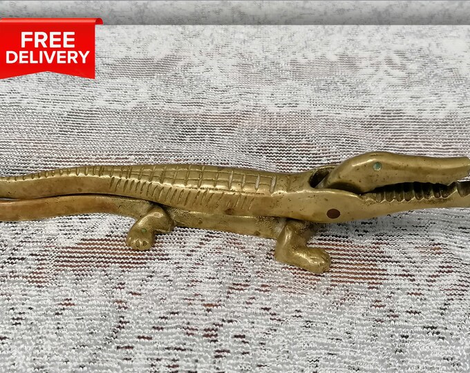 Antique Brass Crocodile Nutcracker, Brass Alligator Nutcracker, Animal ...
