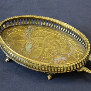 Brass Engraved Arabic Tray With Handles Islamic Etched Footed - Etsy