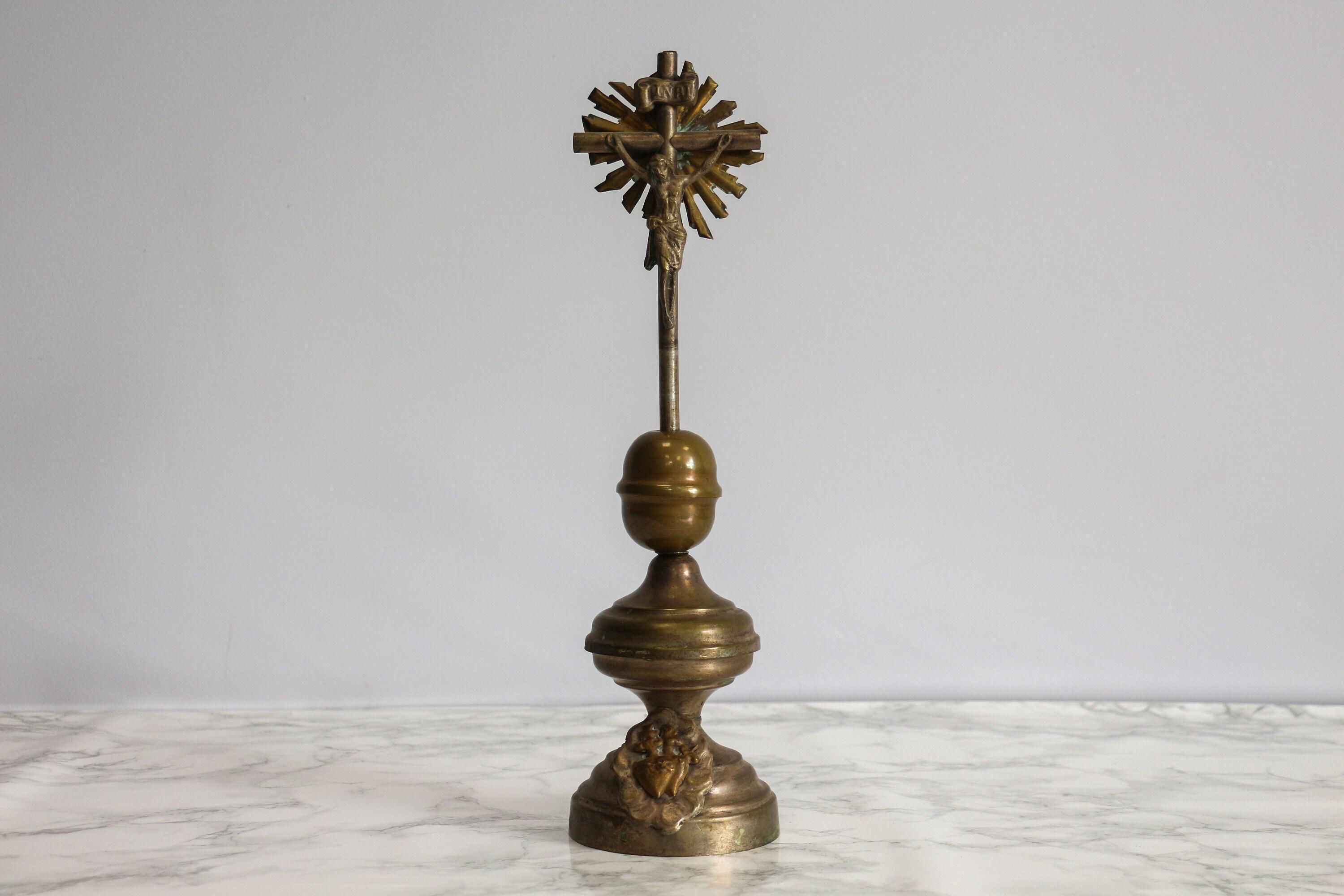 INRI Copper Standing Crucifix, French Religious Jesus Cross, Ancient ...