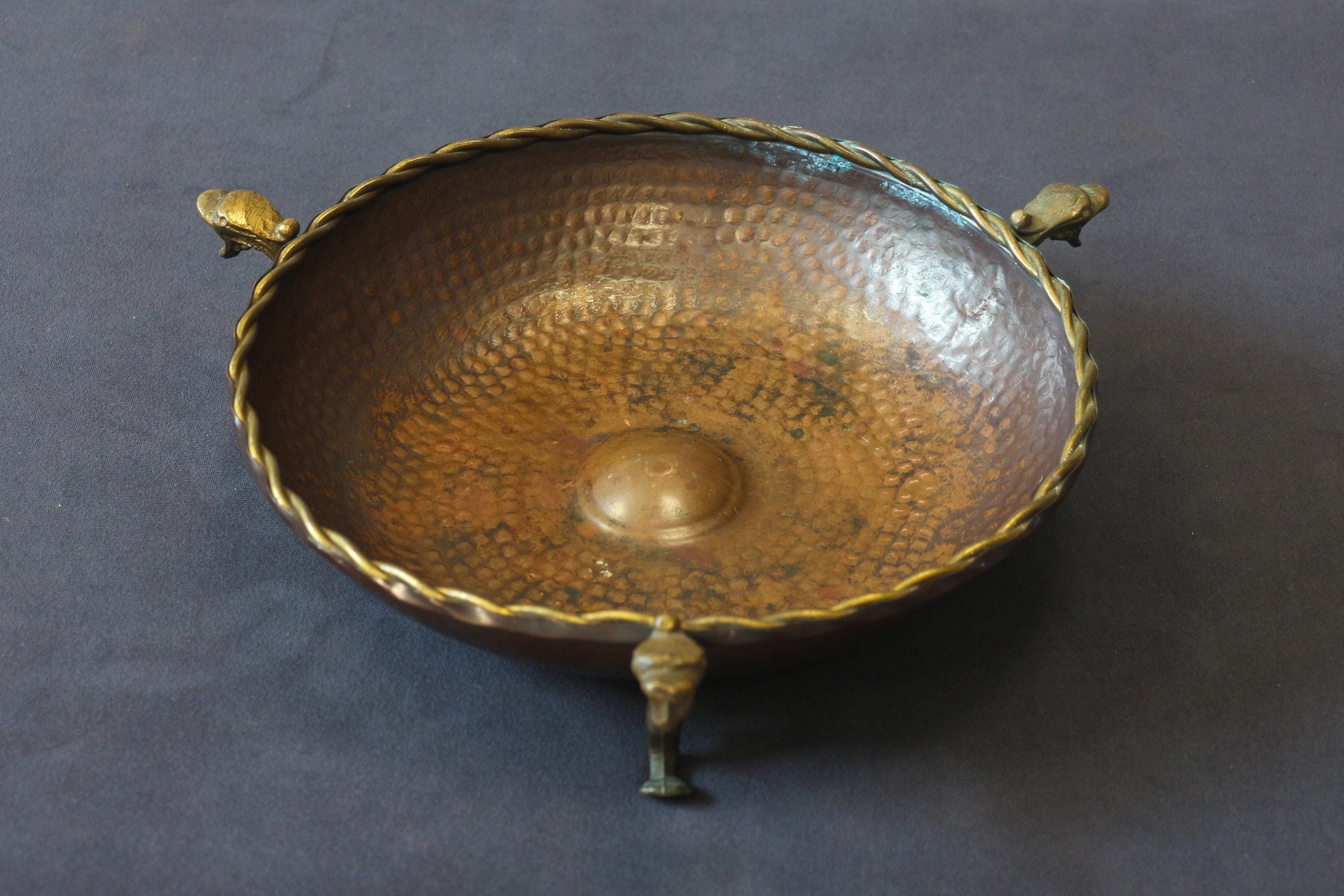 Antique Dragons Footed Copper Bowl, Unique Round Copper Baroque Plateau ...
