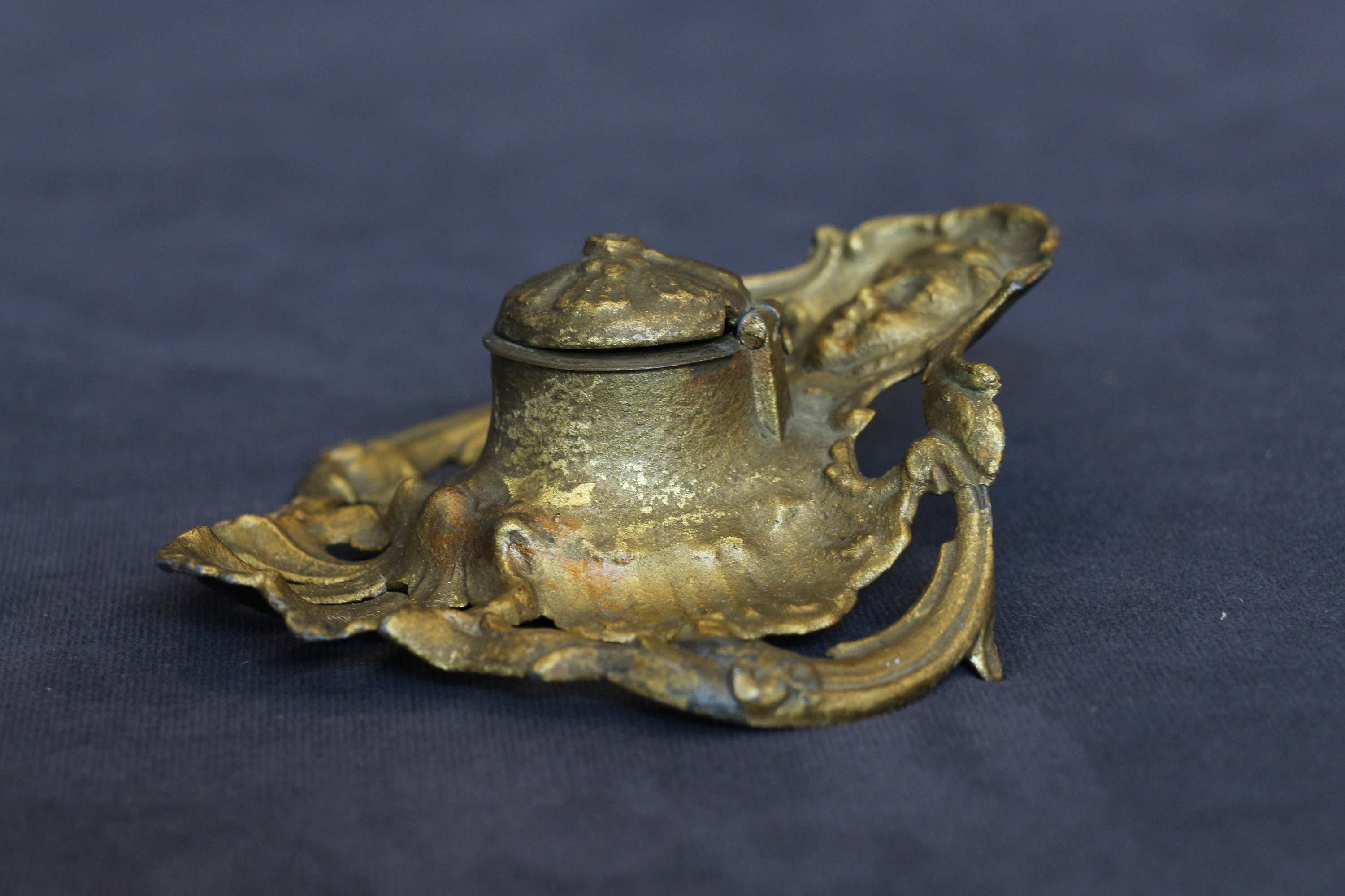 Antique Brass Inkwell With Woman Face Ornate Small Bronze - Etsy