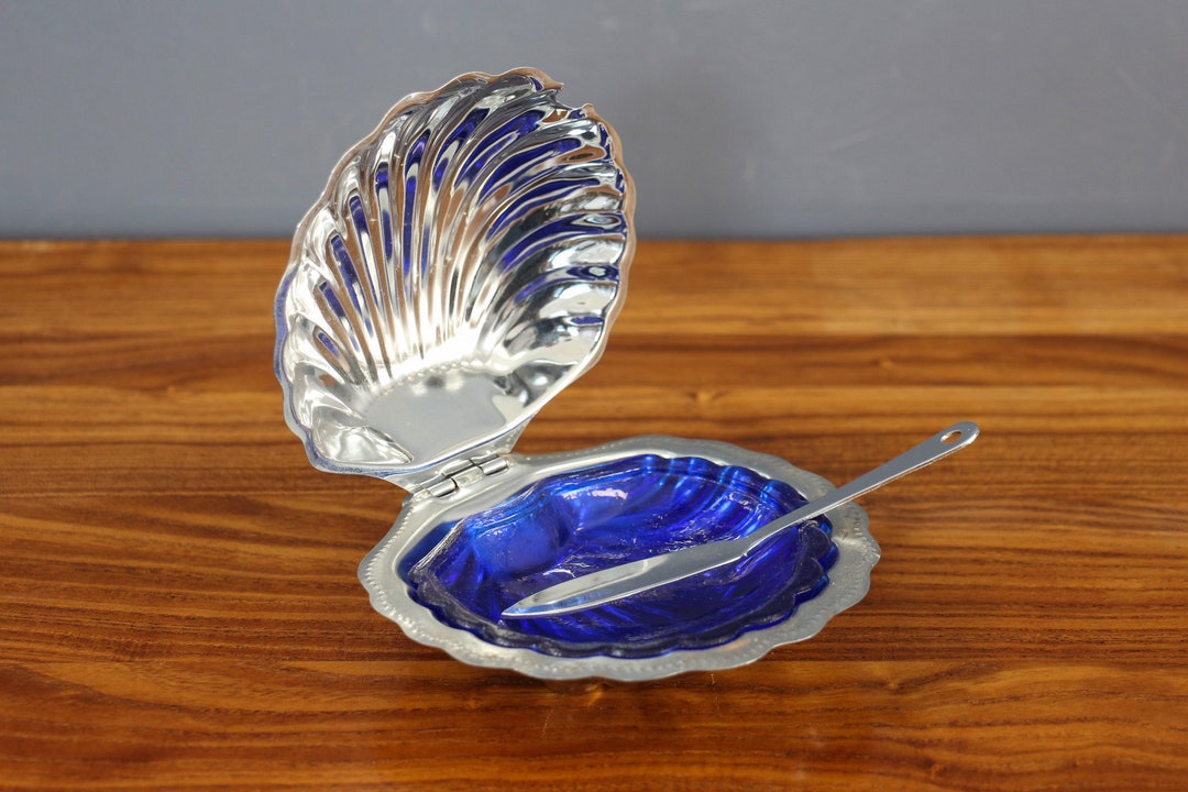 Metal Butter Clam Shell Dish, Caviar Bowl, Art Deco Style Breakfast Set ...