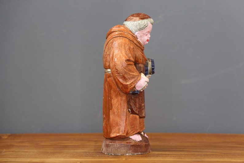 Vintage Wood German Monk Statue Drinking Wine A Wood-carved - Etsy