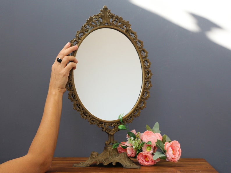 Vintage Bronze Swivel Mirror Rotating Standing Bronze Mirror - Etsy