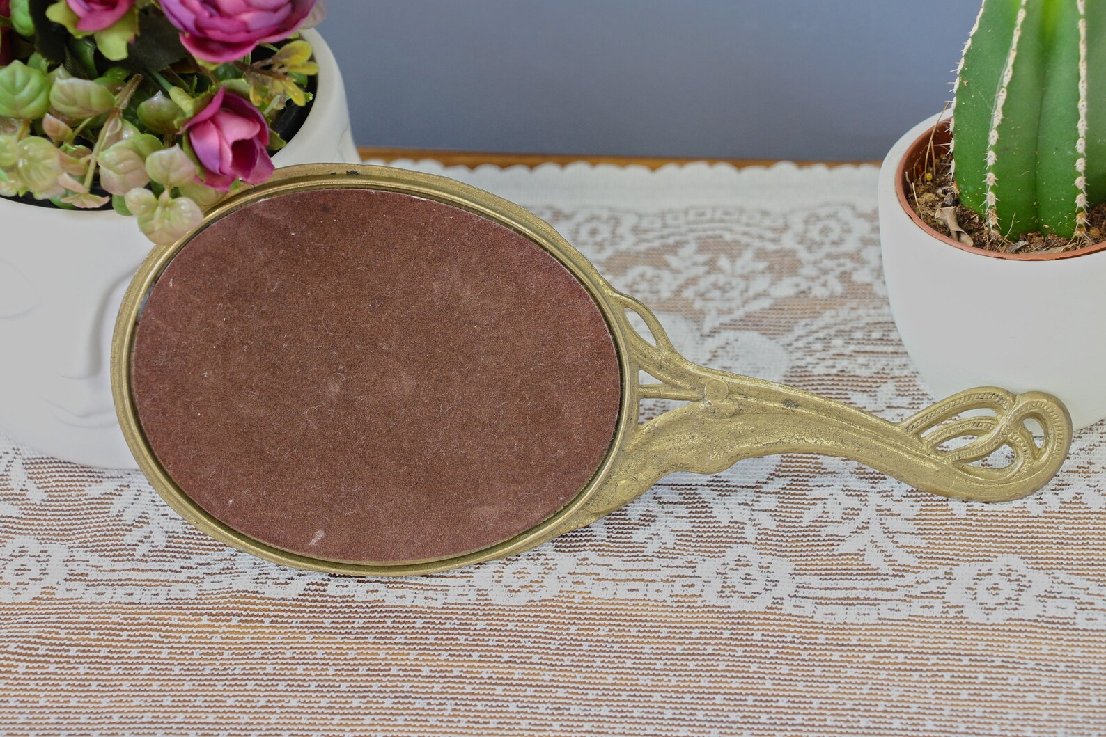 Brass Art Nouveau French Hand Vanity Mirror Antique Bronze - Etsy