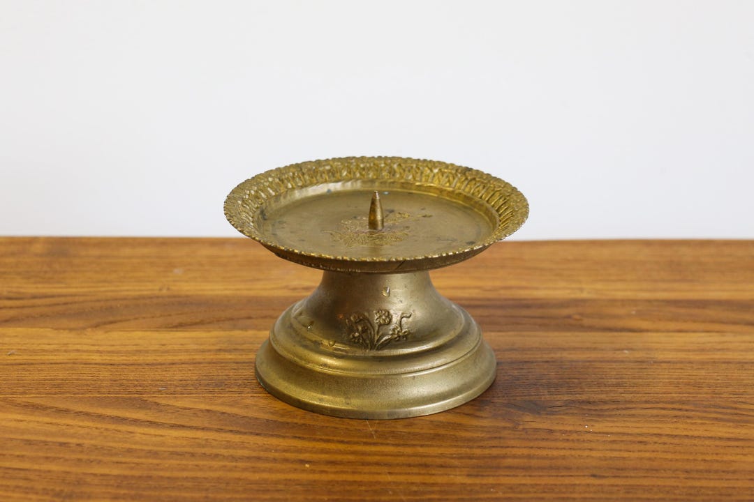 Bronze Pricket Candlestick, Short Brass Candle Holder, Brass Pillar ...