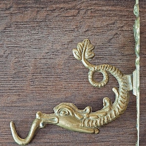 Brass Ornate Wall Hook, Bronze Snake Wall Hanger, Brass Dragon Coat ...