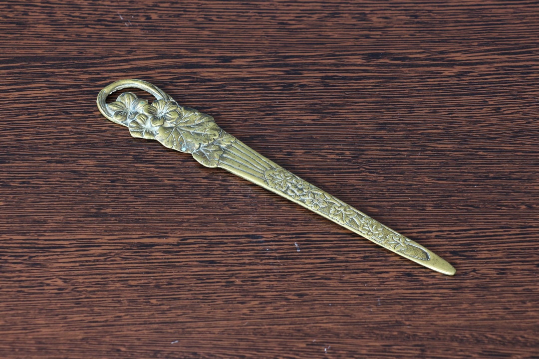 Envelope Paper Knife With a Rose Handle Solid Brass Letter - Etsy