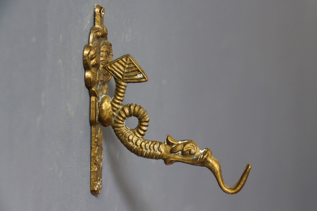 Brass Ornate Wall Hook, Bronze Snake Wall Hanger, Brass Dragon Coat ...