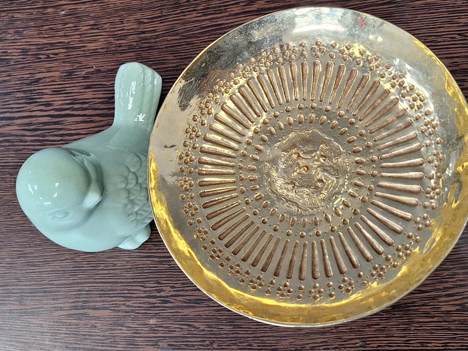 Antique Pedestal Brass Bowl, Bronze Ornate Tazza, Centrepiece Brass ...