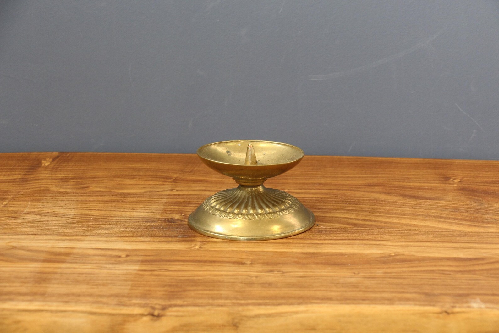 Vintage Bronze Pricket Candlestick, Solid Brass Brutalist Candleholder ...