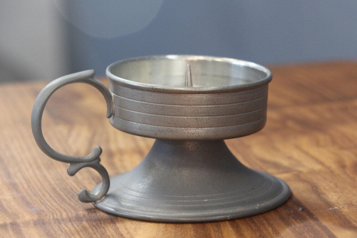 Vintage Pewter Chamber Candle Holder With Handle, Frieling Zinn Germany ...