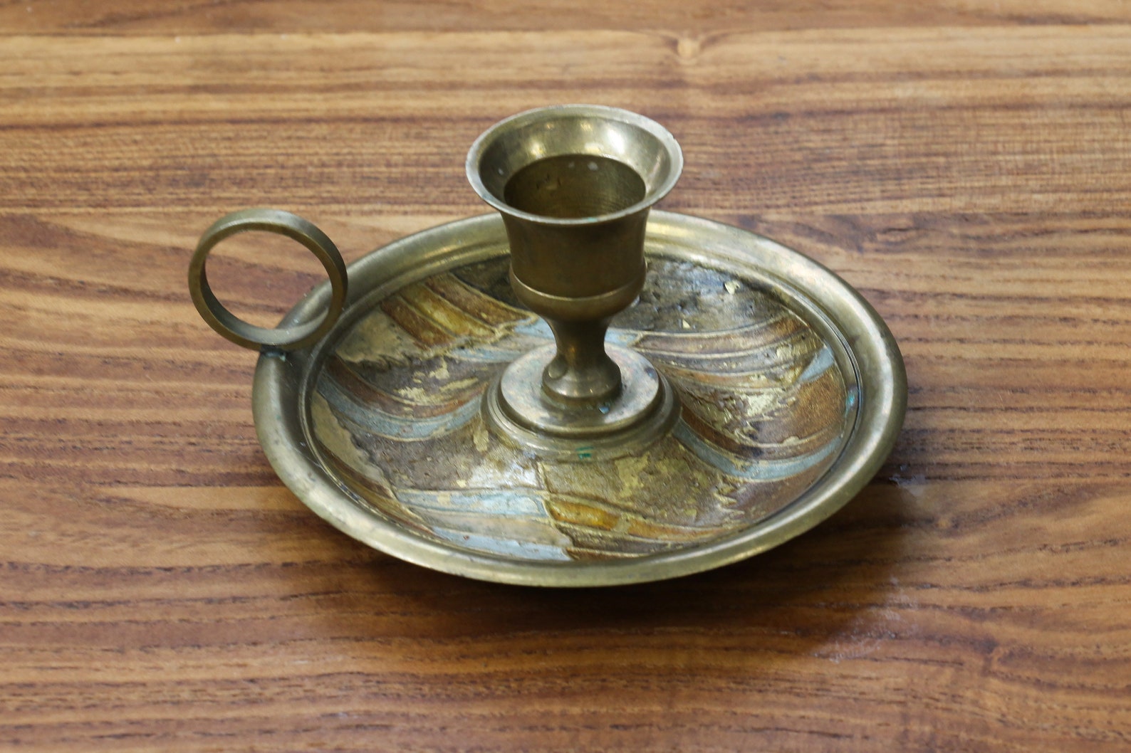 Brass Enamelled Chamber Candlestick With Finger Loop Hand - Etsy