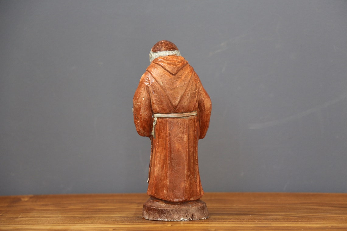 Vintage Wood German Monk Statue Drinking Wine A Wood-carved - Etsy