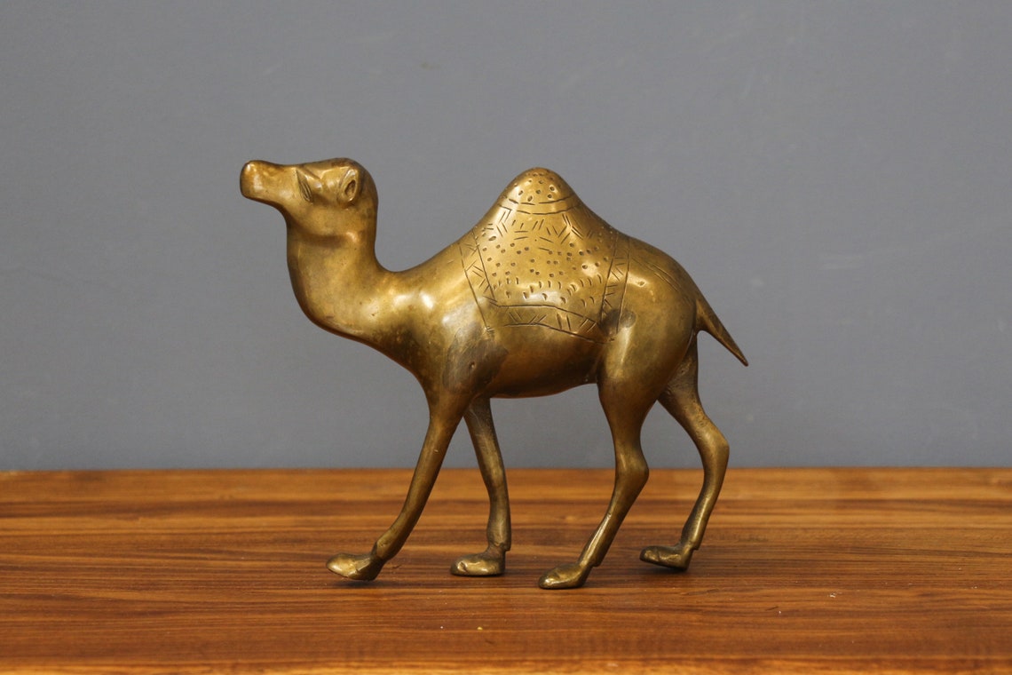 Vintage Brass Figurine Etched Camel Engraved Animal Statue - Etsy