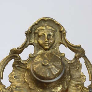 Antique Brass Inkwell With Woman Face, Ornate Small Bronze Inkwell ...