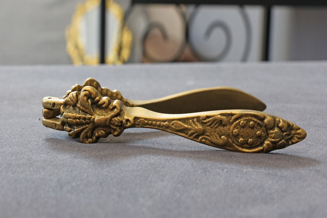 Antique Brass Ornate Nutcracker, Brass Embossed Floral Nutcracker ...