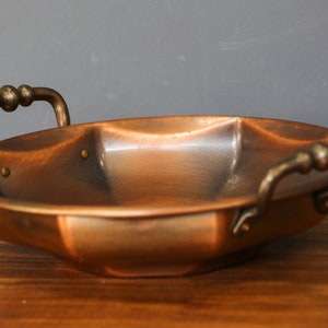 Copper Fruit Bowl With Handles, Round Copper German Plateau, Massiv ...