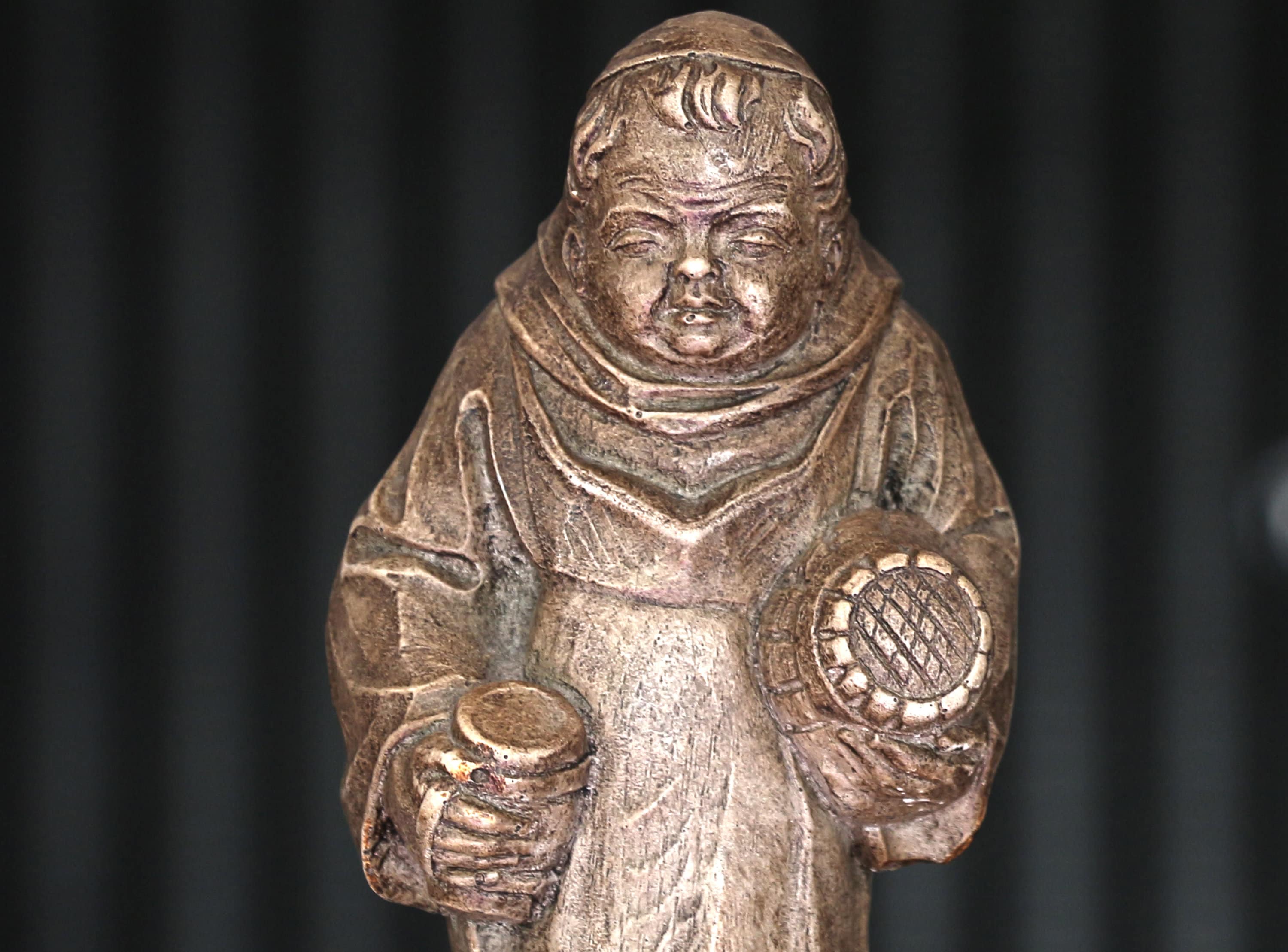 Vintage Wood German monk statue drinking wine A wood carved | Etsy