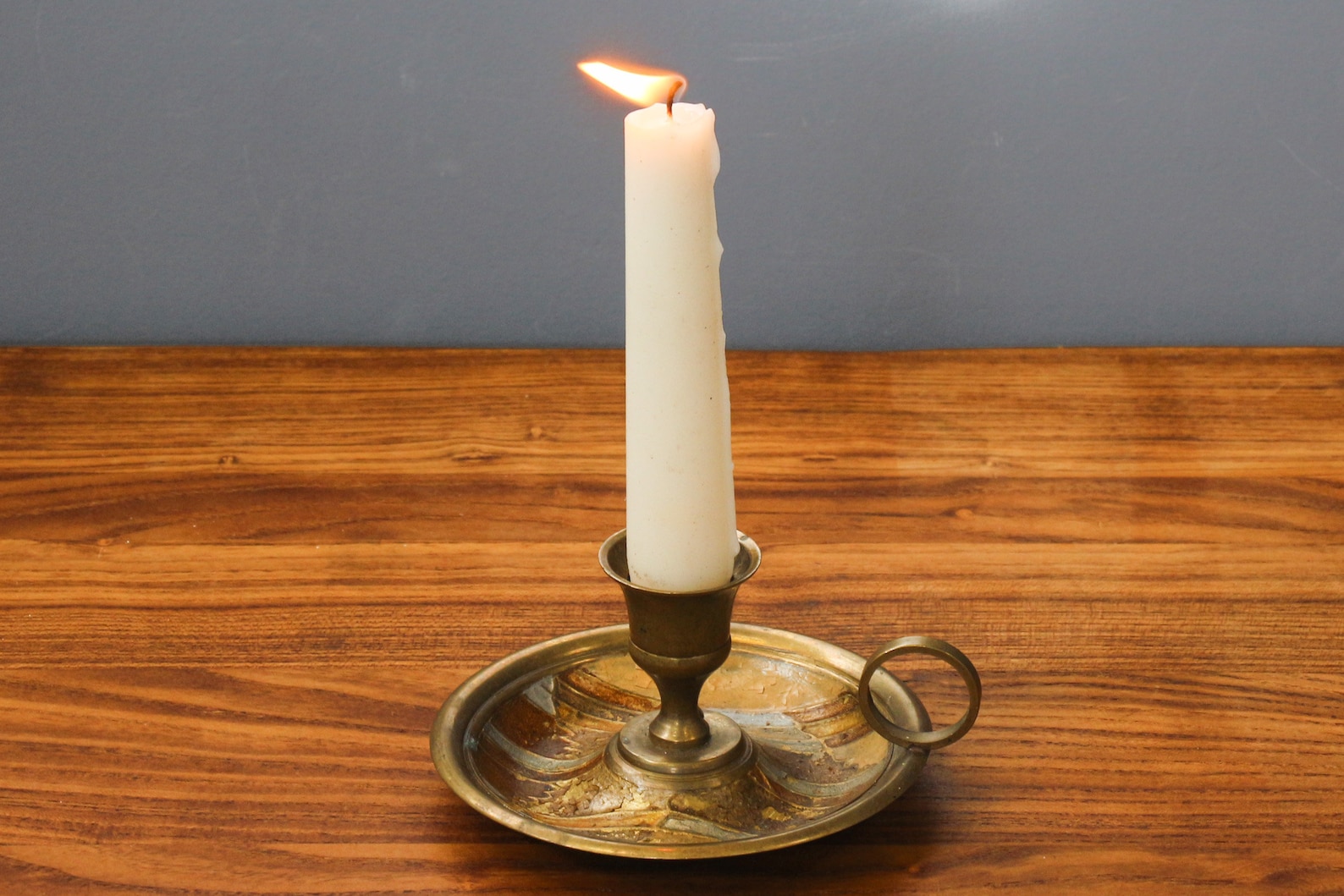 Brass Enamelled Chamber Candlestick With Finger Loop Hand - Etsy