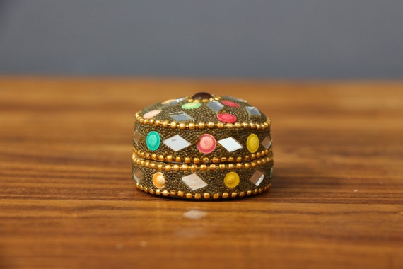 Colourful Small Jewellery Box, Small Metal Round Ring… - Gem