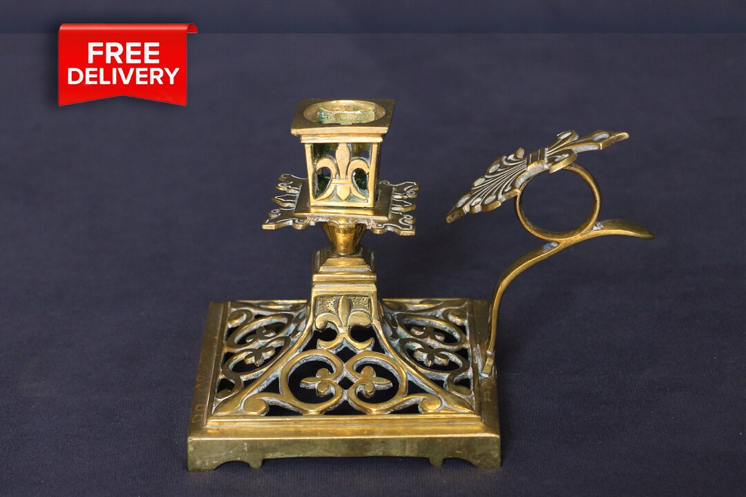 Brass Square Chamber Candlestick With Handle Royal Brass - Etsy