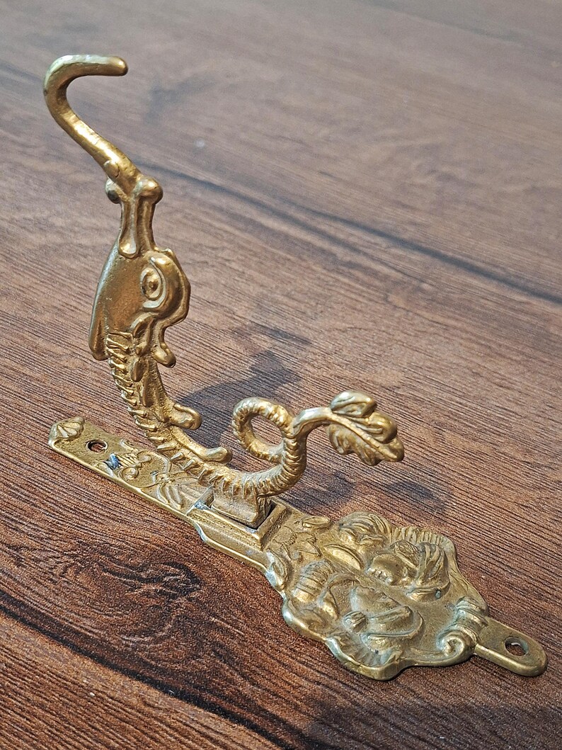 Brass Ornate Wall Hook, Bronze Snake Wall Hanger, Brass Dragon Coat ...