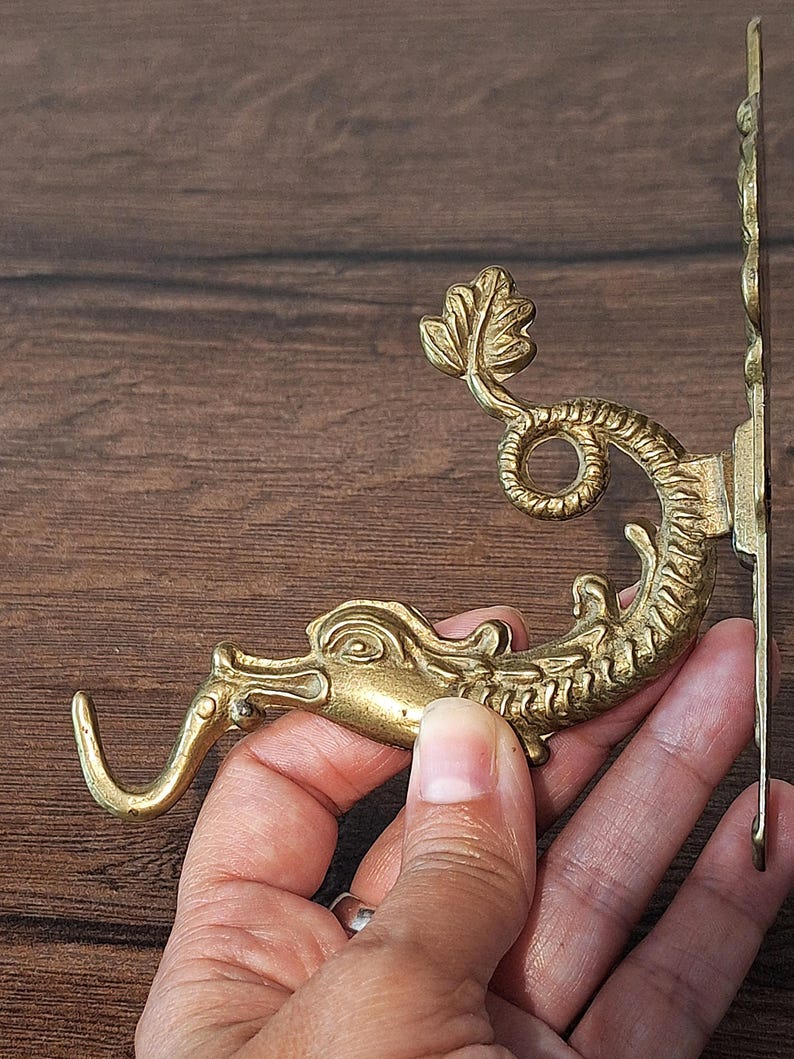 Brass Ornate Wall Hook, Bronze Snake Wall Hanger, Brass Dragon Coat ...