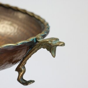 Antique Dragons Footed Copper Bowl, Unique Round Copper Baroque Plateau ...