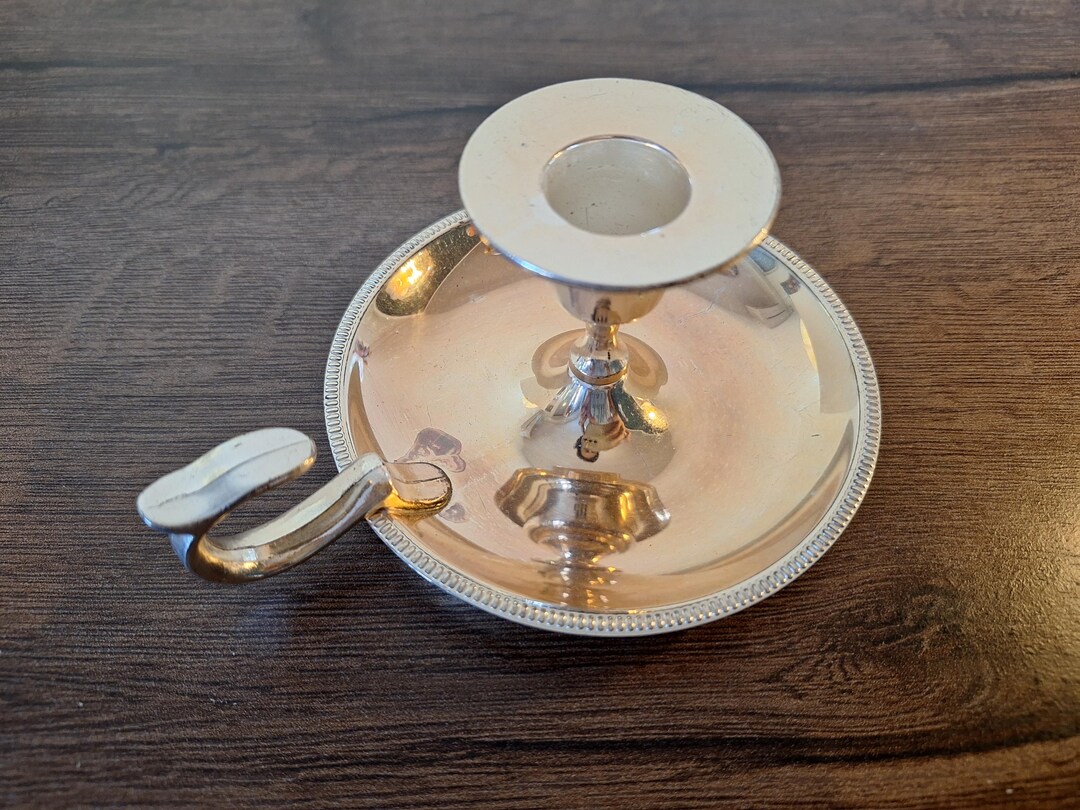 Silver-plated Candlestick With Handle, Classical Chamber Candle Holder ...