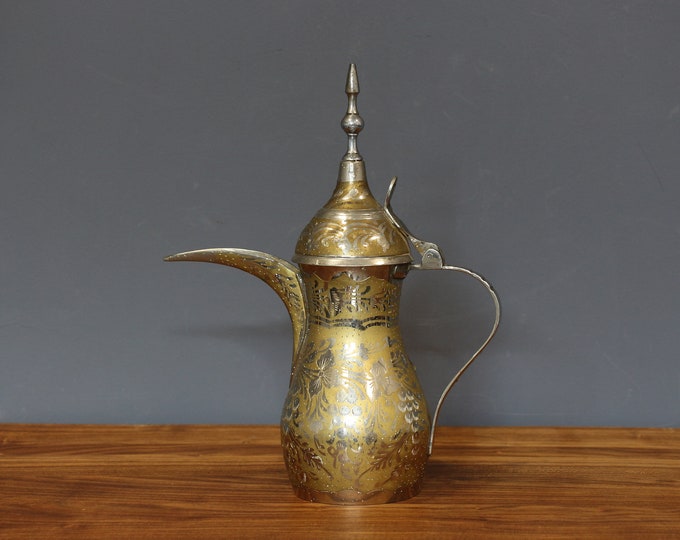 Antique Arabic Brass Coffee Pot, Islamic Brass Dallah, Brass Arabic ...