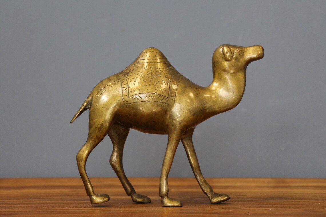 Vintage Brass Figurine Etched Camel Engraved Animal Statue - Etsy