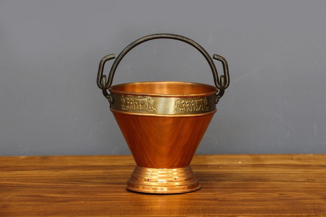 Antique Copper Milk Bucket Ornate Copper Planter Swiss Alps Rose Copper ...