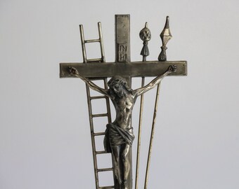 Antique Brass Jesus Cross Crucifix. Vintage Brass Standing Crucifix ...