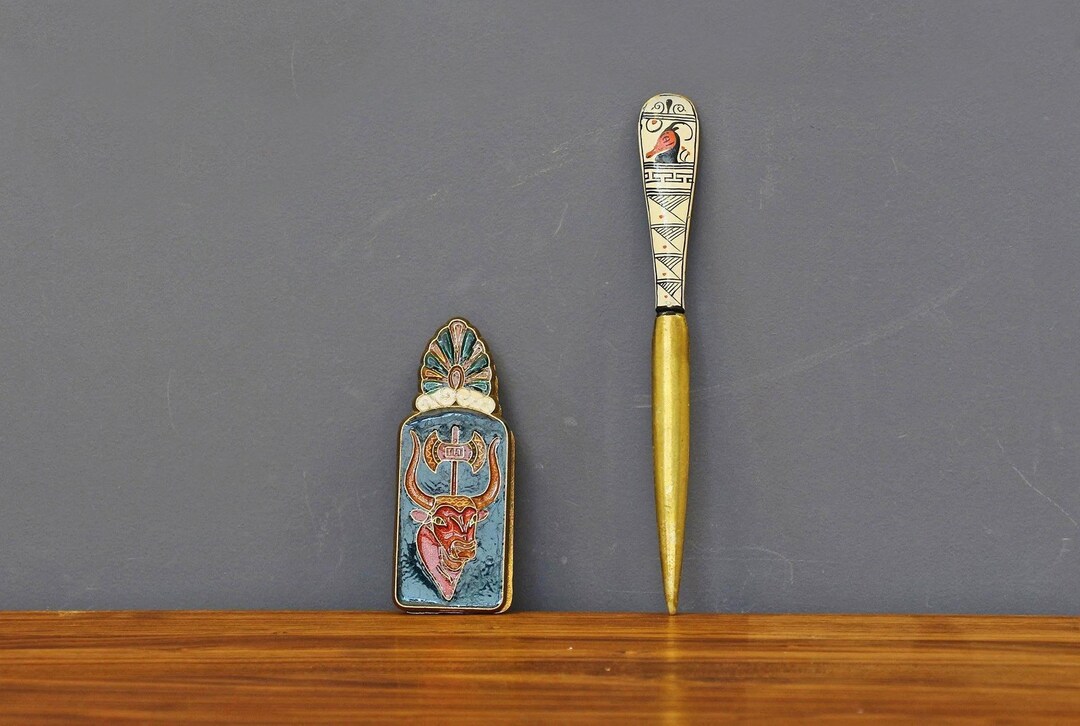 Vintage Heavy Bronze Greek Mail Clip, Paper Holder and Letter Opener ...