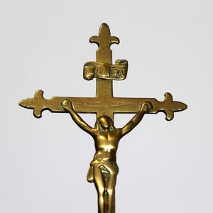 INRI Brass Standing Crucifix, Brass Jesus Cross, Ancient Brass Catholic ...