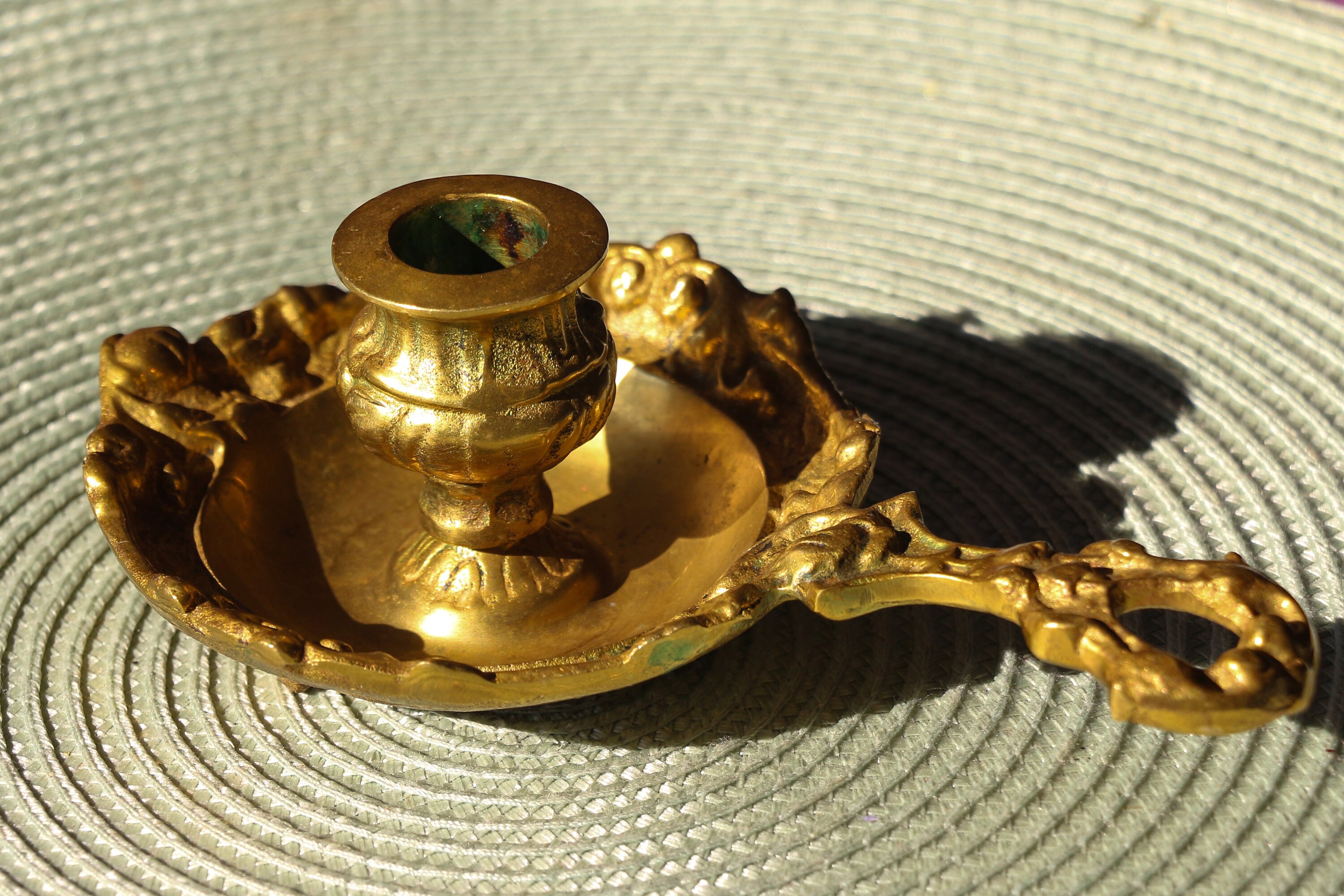 Vintage Brass Chamber Candlestick. Art Nouveau Ornate Candle - Etsy