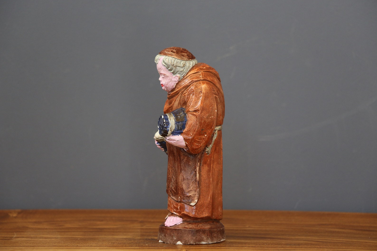 Vintage Wood German Monk Statue Drinking Wine A Wood-carved - Etsy