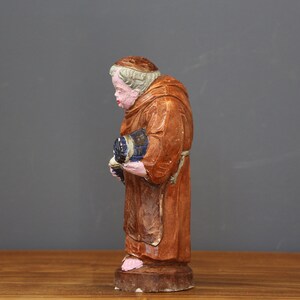 Vintage Wood German Monk Statue Drinking Wine, A Wood-carved Statue of ...