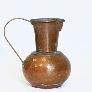 Small Copper Pitcher With Handle, Decorative Copper Planter, Copper Jug ...