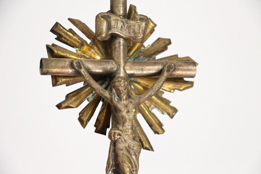 INRI Copper Standing Crucifix, French Religious Jesus Cross, Ancient ...