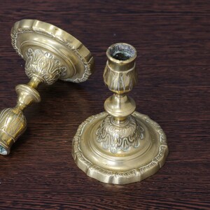 Brass Etched Pair Candlesticks, Art Deco Brass Candlesticks, Engraved ...