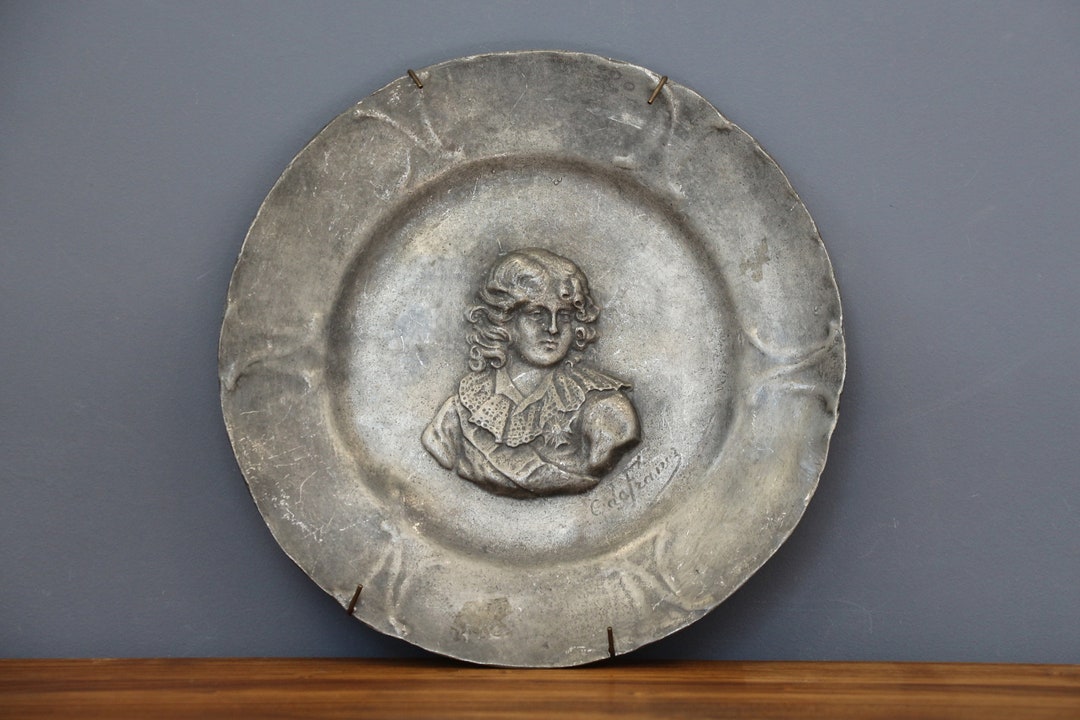 Antique Pewter Wall Plate With Napoleon, 20th Century French Dish With ...