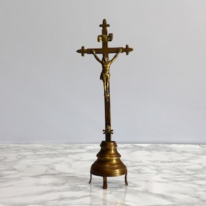 INRI Brass Standing Crucifix, Brass Jesus Cross, Ancient Brass Catholic ...