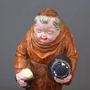 Vintage Wood German Monk Statue Drinking Wine, A Wood-carved Statue of ...