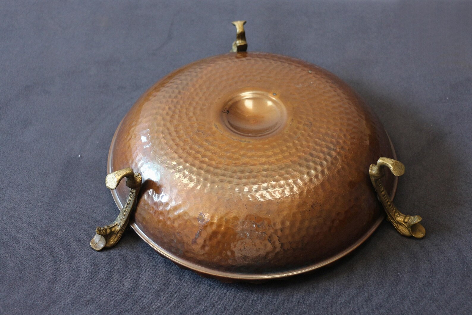Antique Dragons Footed Copper Bowl, Unique Round Copper Baroque Plateau ...