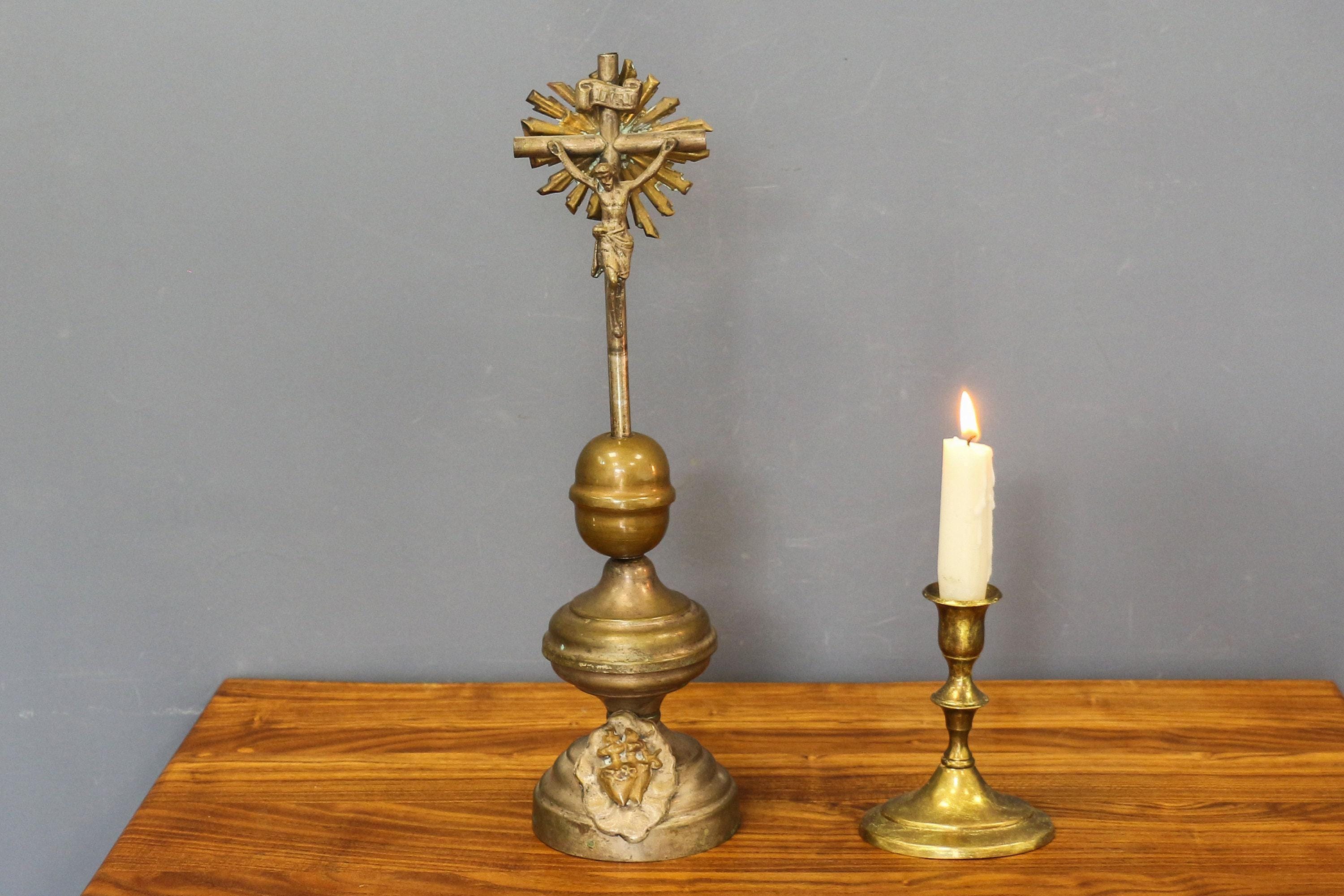 INRI Copper Standing Crucifix, French Religious Jesus Cross, Ancient ...
